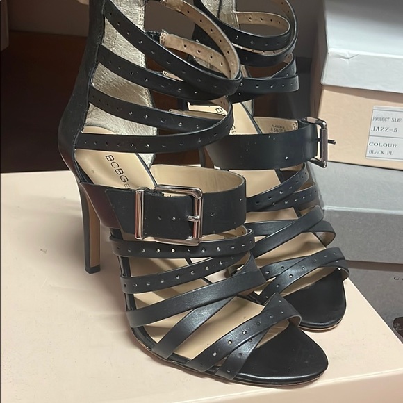 BCBG | Shoes | Bcbg Black Belted High Heel Sandal | Poshmark